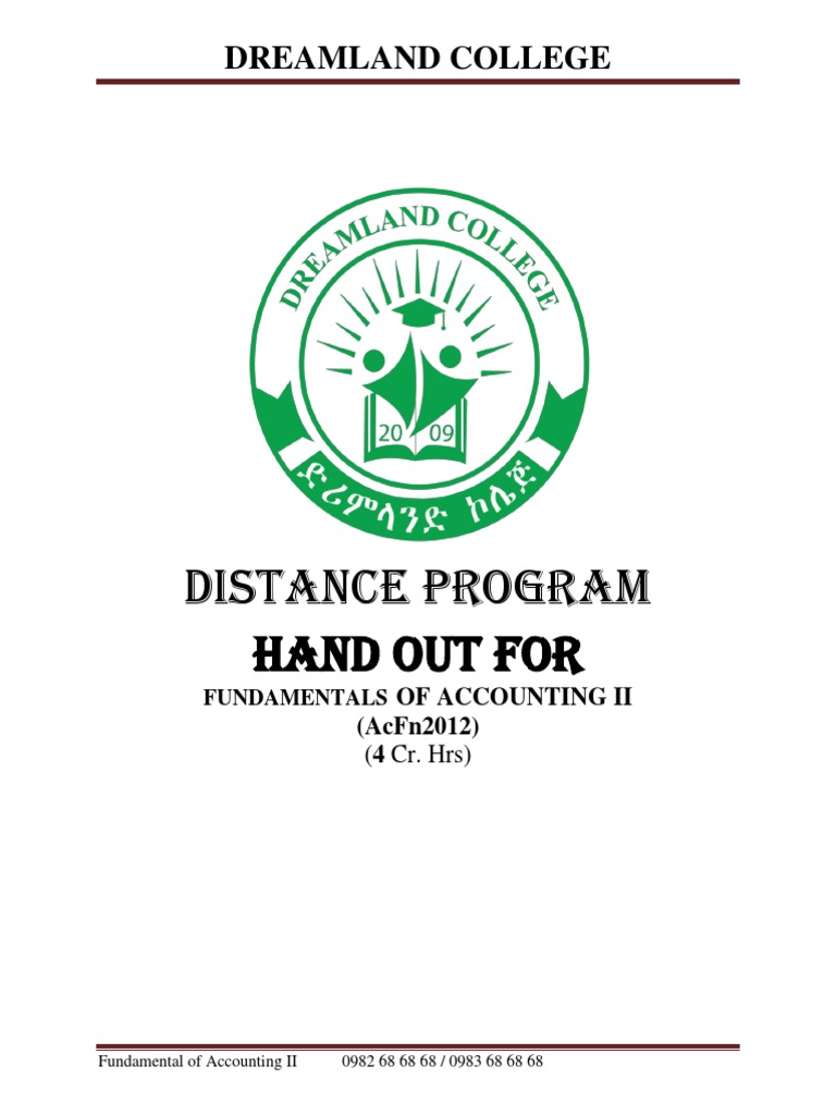 Fundamentals of Accounting II Short Handout-1 | PDF | Depreciation ... Fundamentals of Accounting II Short Handout-1 | PDF | Depreciation ...