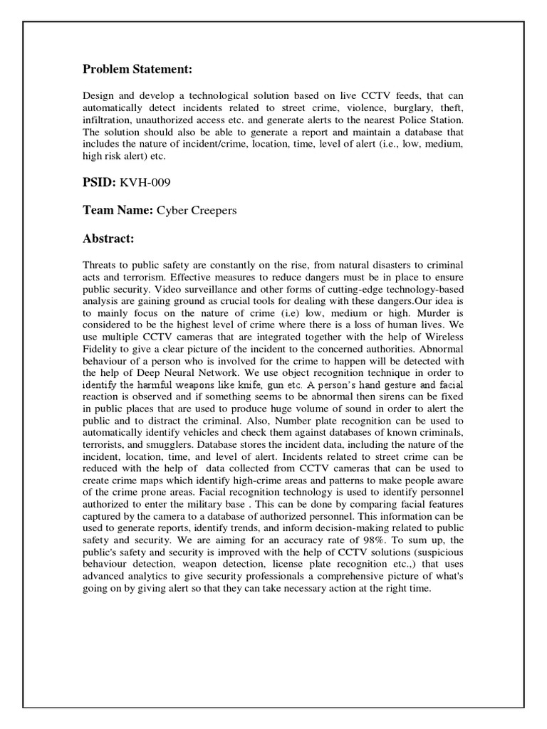 Kavach Abstract - Cyber Creepers - 1 | PDF | Closed Circuit Television ...