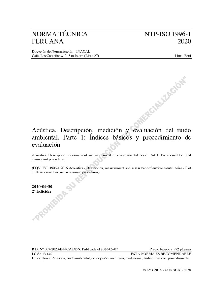 NTP Iso - 1996-1 - 2020 PDF | PDF | Decibel | Sonido