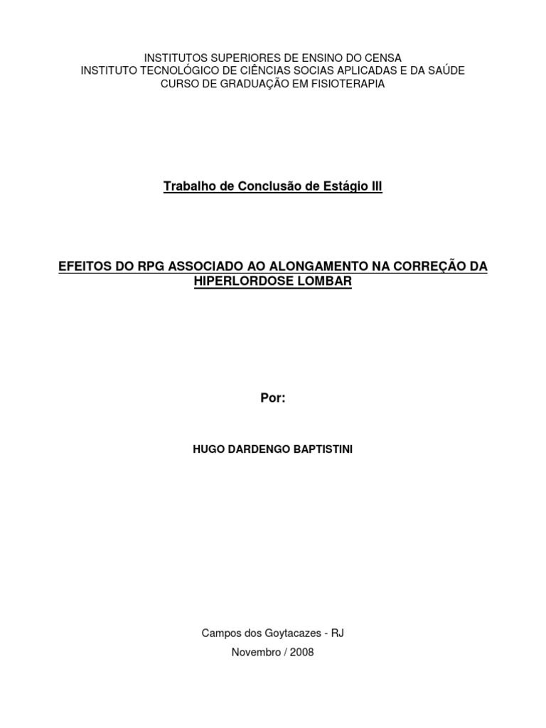 Efeitos do RPG e Alongamento na Hiperlordose | PDF
