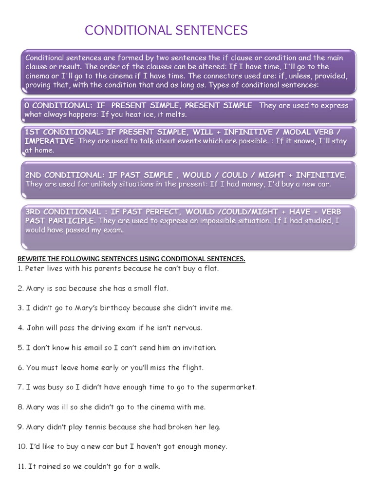 BACH 1 - Rewrite-Conditional-Sentences | PDF | Mystery, Thriller & Crime Fiction