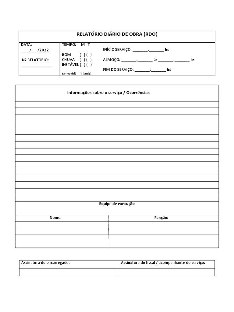 Relatório Diário de Obra PDF | PDF