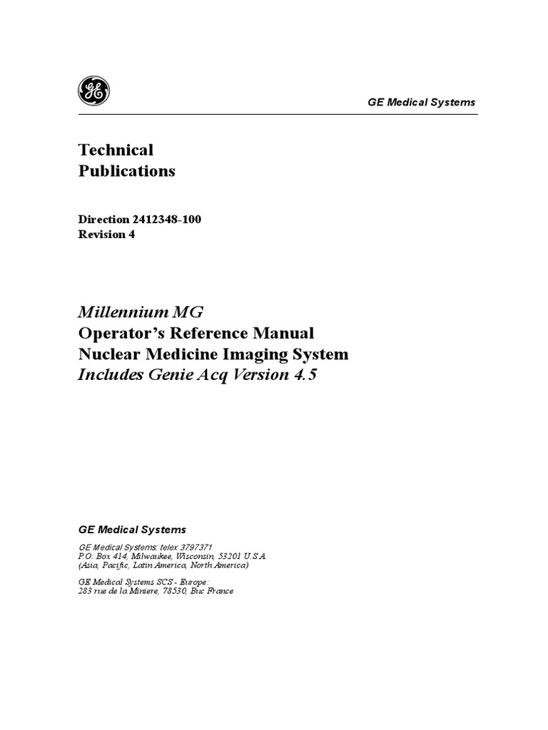 2412348-100 Millennium MG Operator Reference Manual For SW Ver 4.5 r4 ...