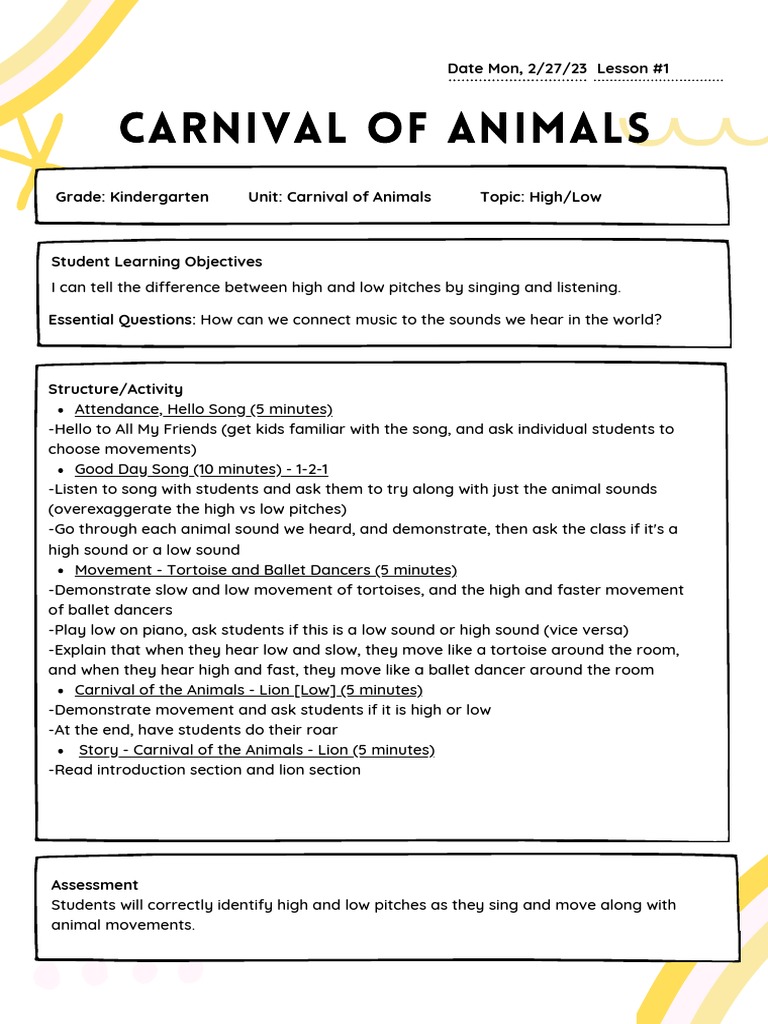 Kindergarten Music: Carnival of Animals | PDF | The Carnival Of The ...