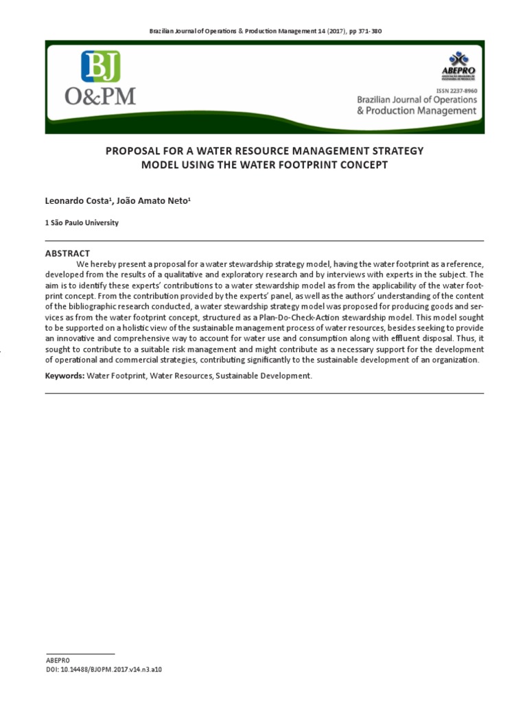 Proposal For A Water Resource Management Strategy | PDF | Risk | Water