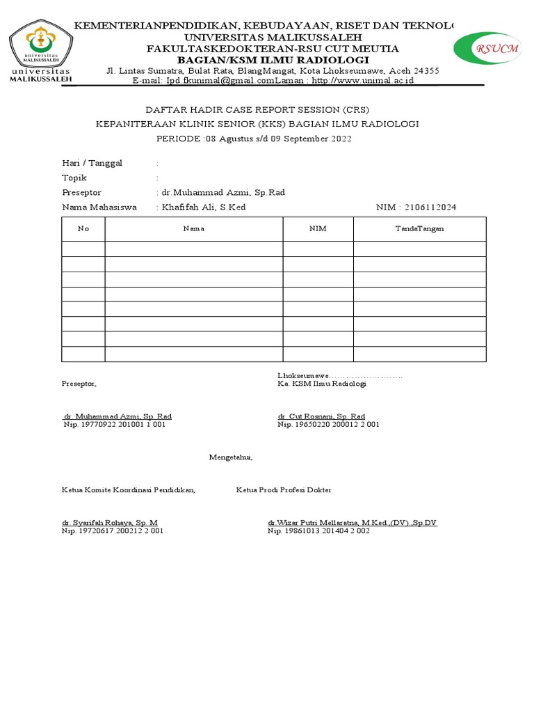 Daftar Hadir CRS | PDF