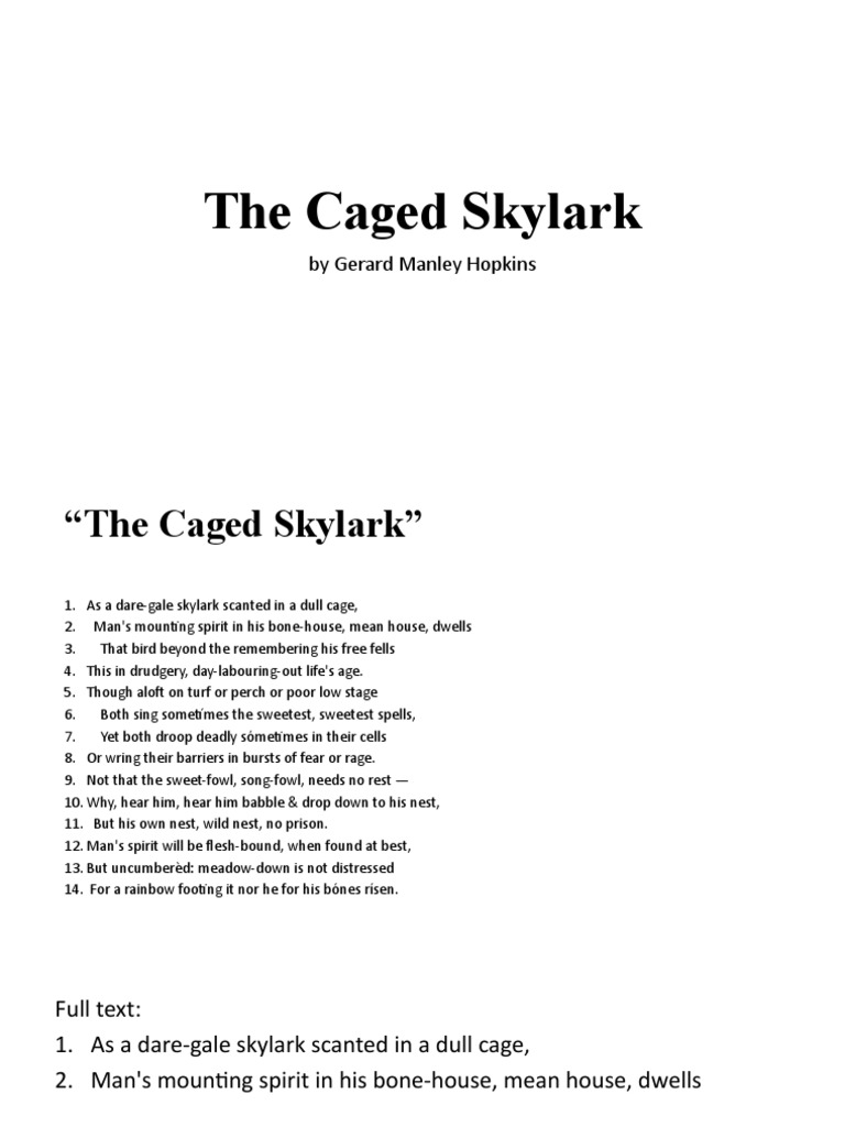 The Caged Skylark Presentation | PDF | Religion & Spirituality | Poetry