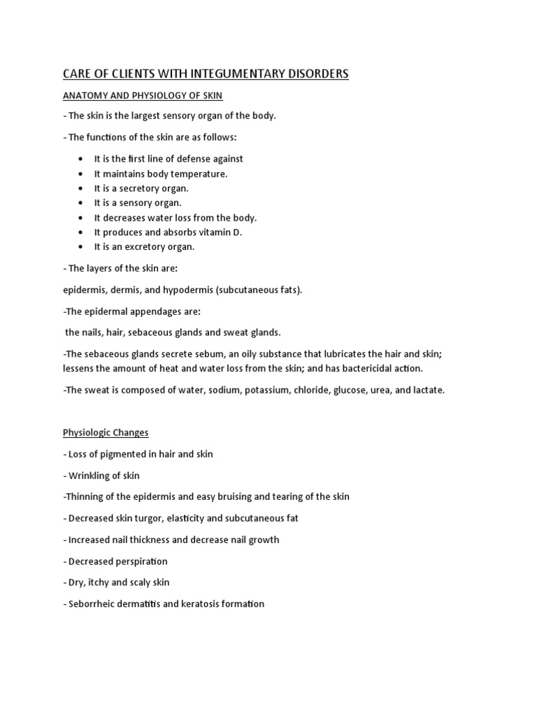 Care of Clients With Integumentary Disorders | Download Free PDF | Skin ...