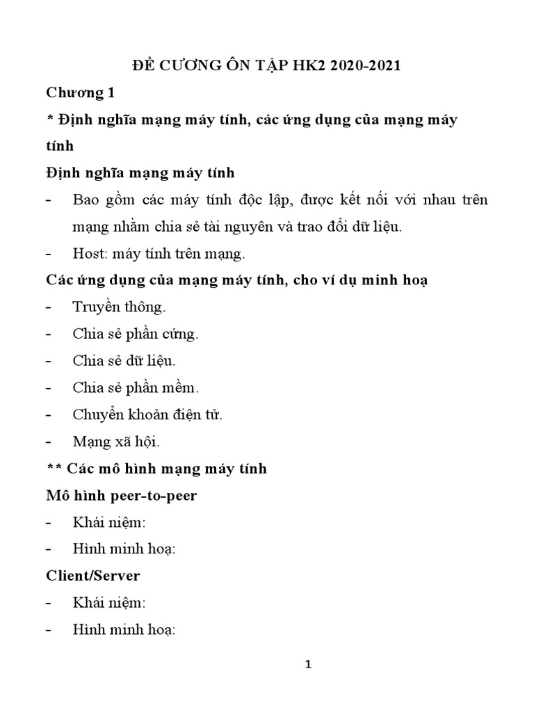 ĐỀ CƯƠNG ÔN TẬP HK2 2020 | PDF