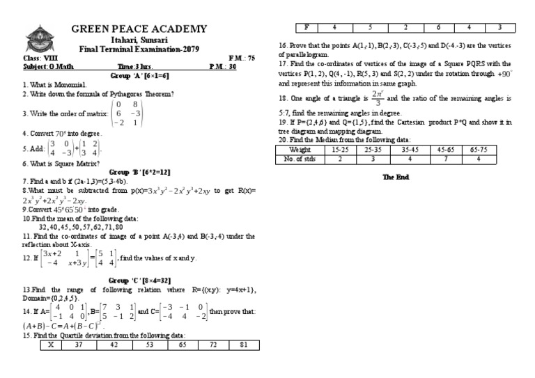 Class-8 OPT Math1 | PDF | Triangle | Graph Theory