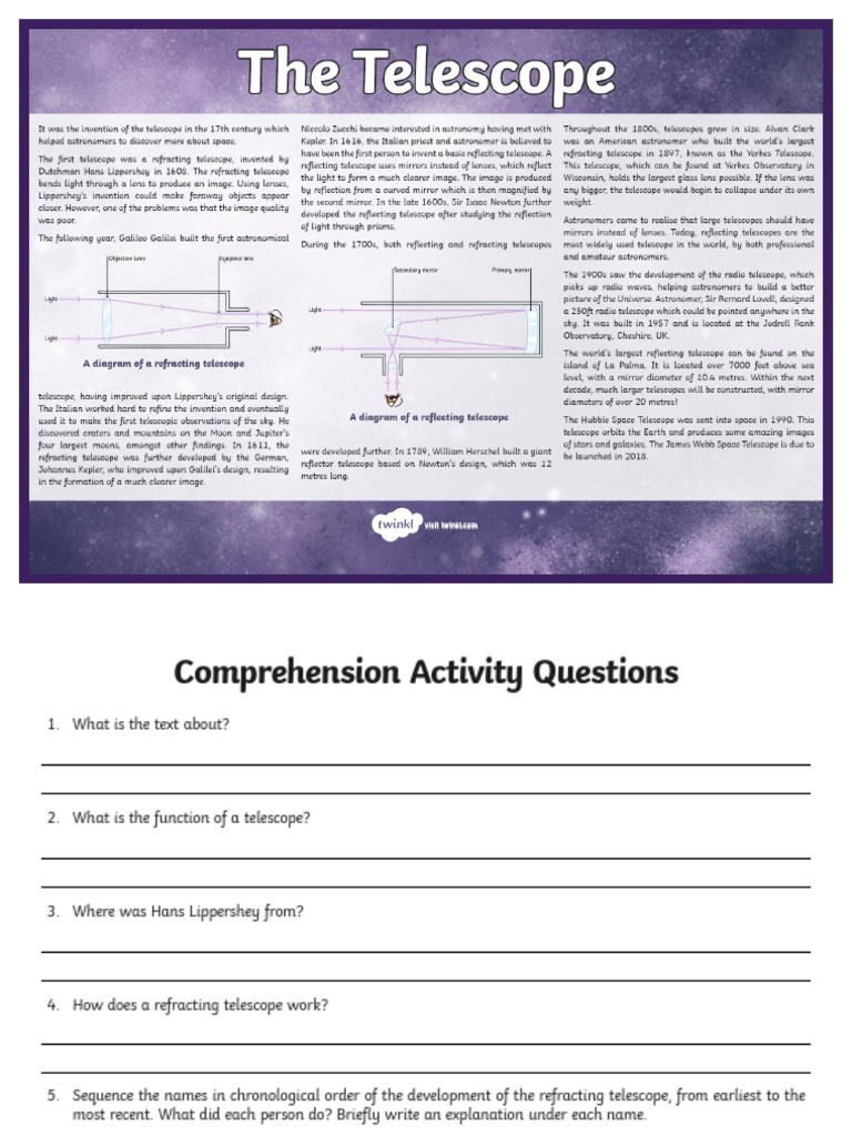 The Telescope Reading Comprehension PDF | PDF