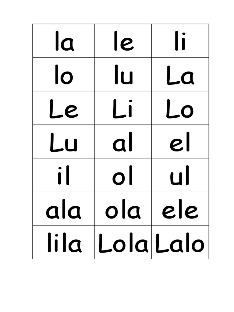 Lista de palabras con L y sílabas asociadas | PDF