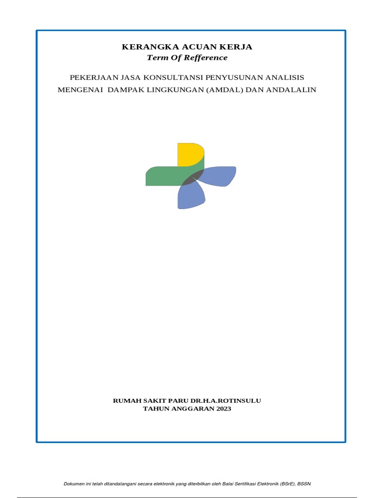 KAK Revisi AMDAL & ANDALALIN Di RS Paru DR.H.A.Rotinsulu Bandung | PDF