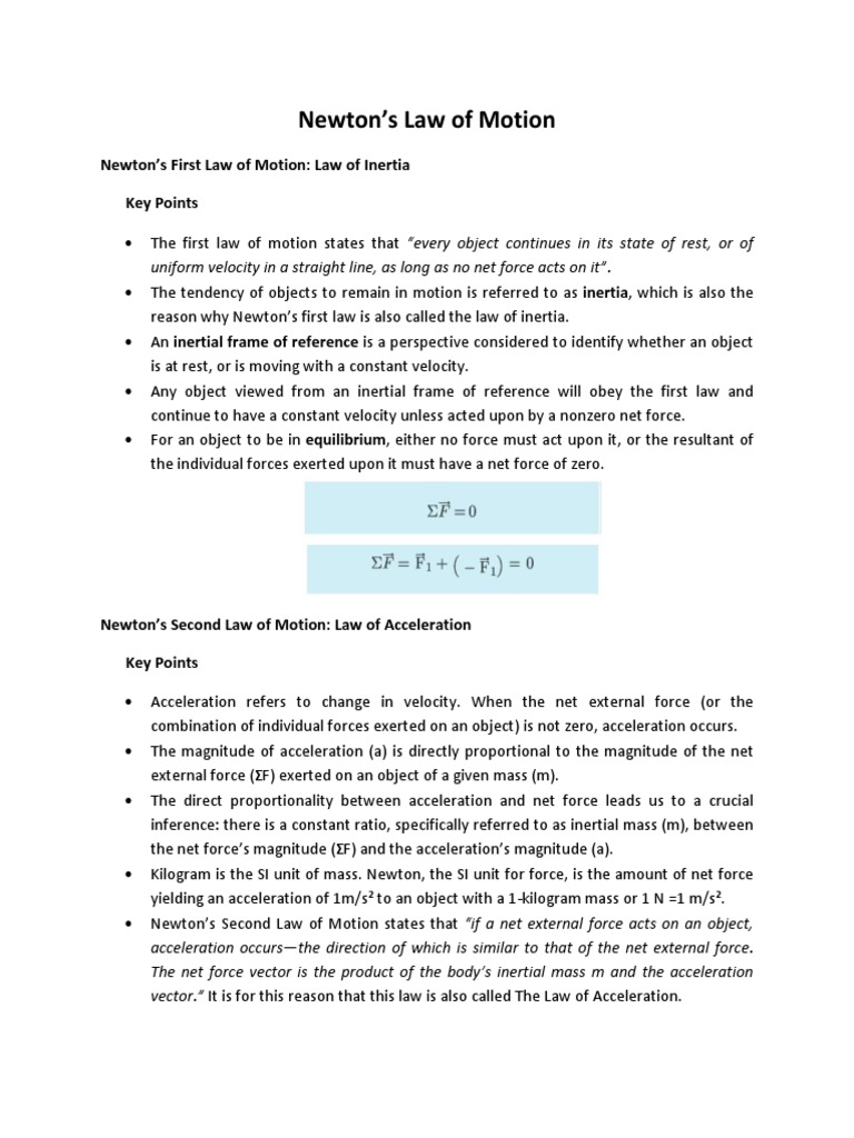 Lesson 6.3 Newtons Law of Motion | PDF