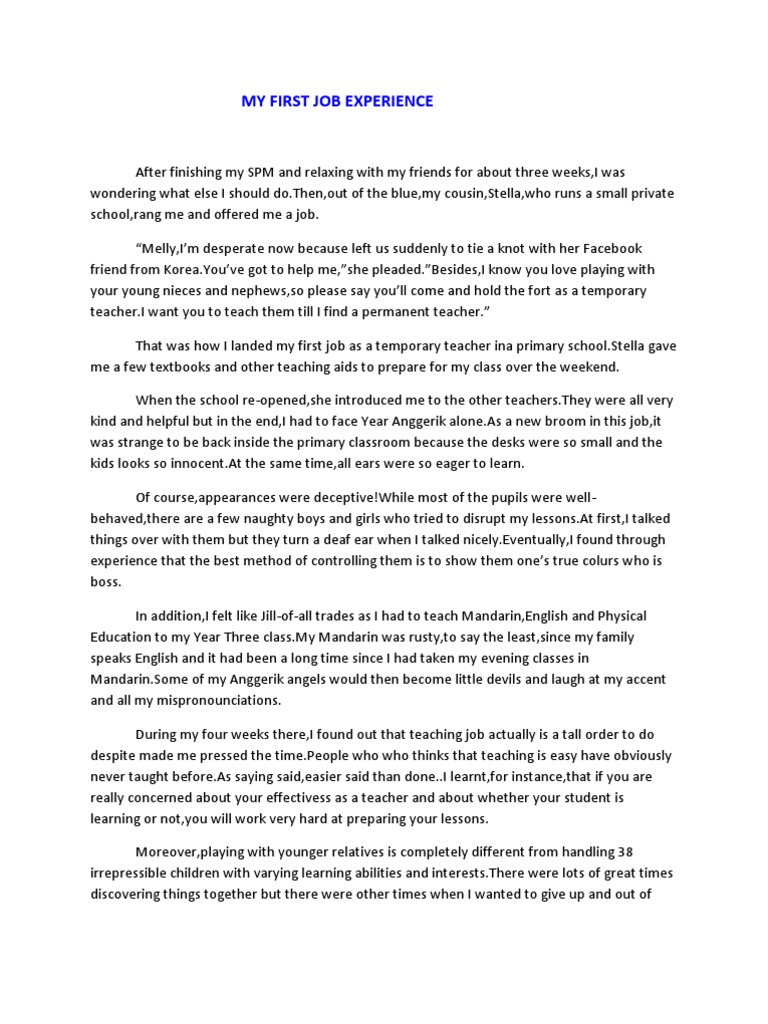 My First Job as a Temporary Teacher | PDF | Teachers | Teaching And ...