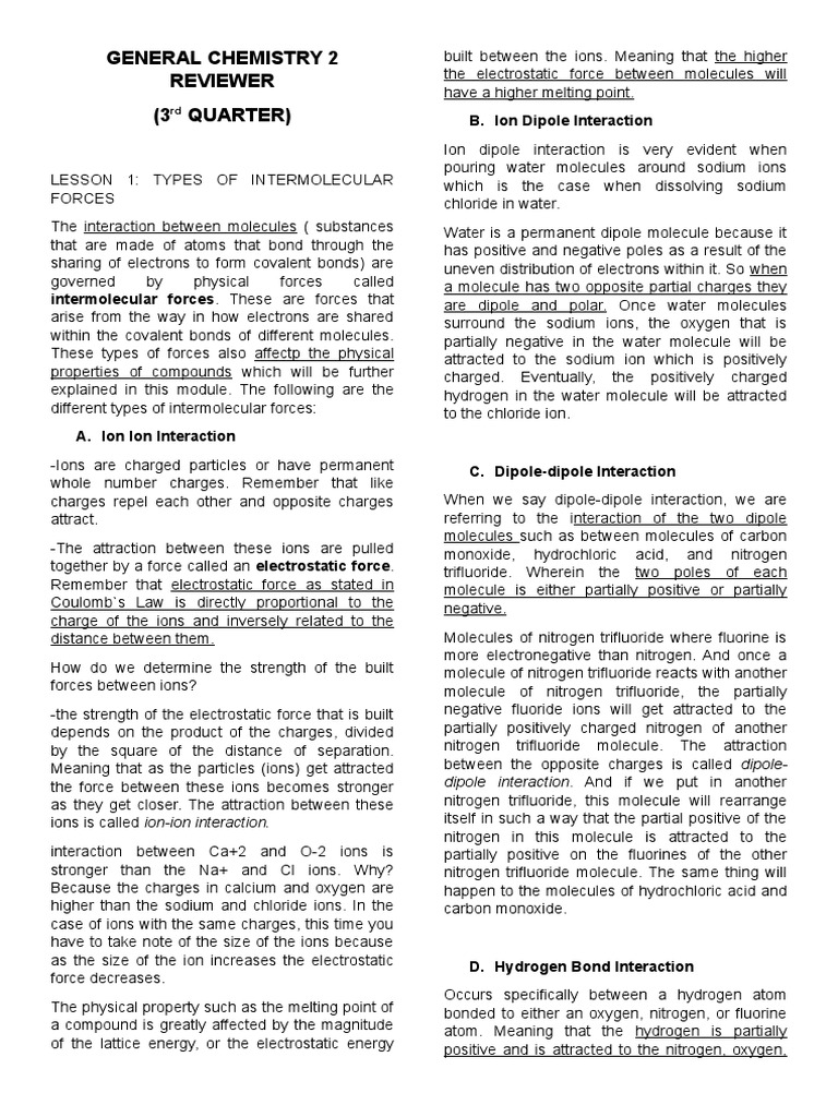 CHEMISTRY-3rd-Quarter-Reviewer | PDF | Solubility | Phase (Matter)