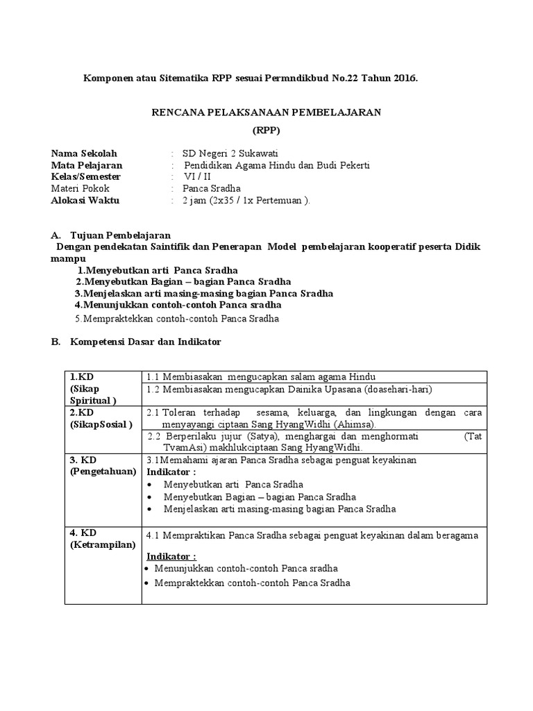 RPP Kelas 6 Semester Ii | PDF