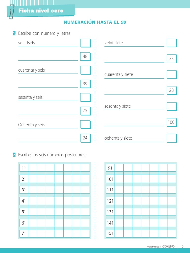 Numeracion Hasta El 99 | PDF