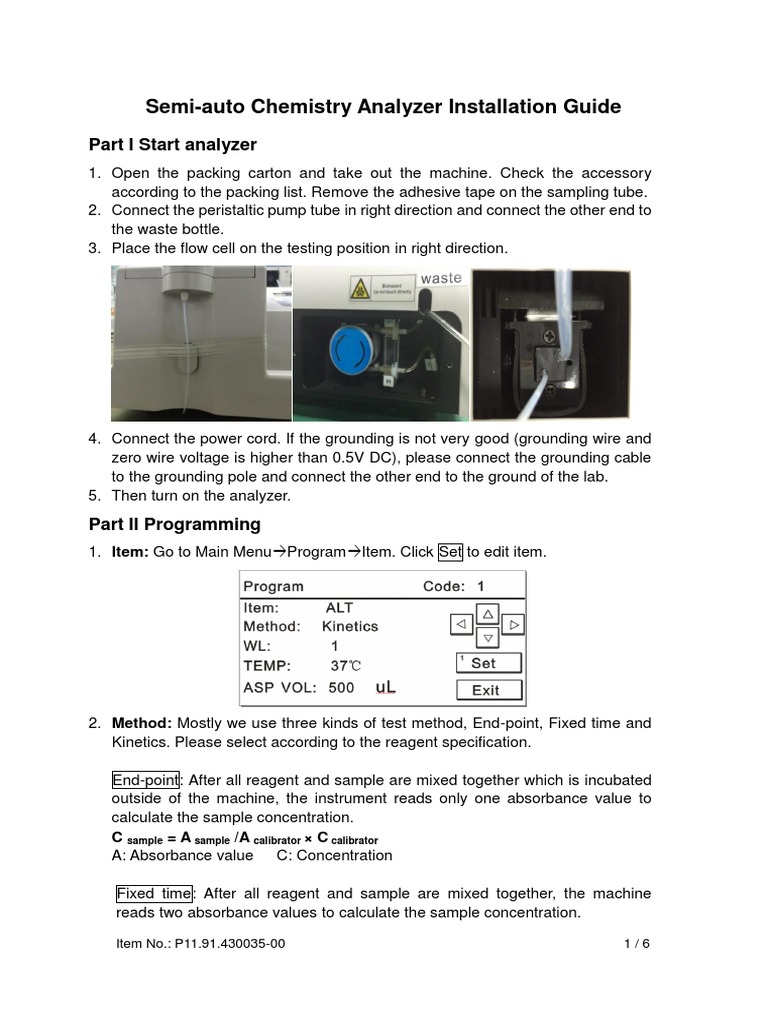 Semi-Auto Chemistry Analyzer Setup Guide | PDF | Absorbance | Chemical ...