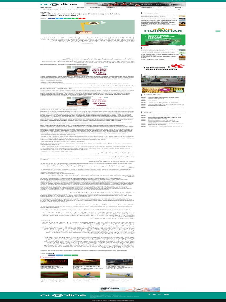 Khutbah Jumat - Menjaga Pandangan Mata, Menjaga Diri Sendiri | PDF
