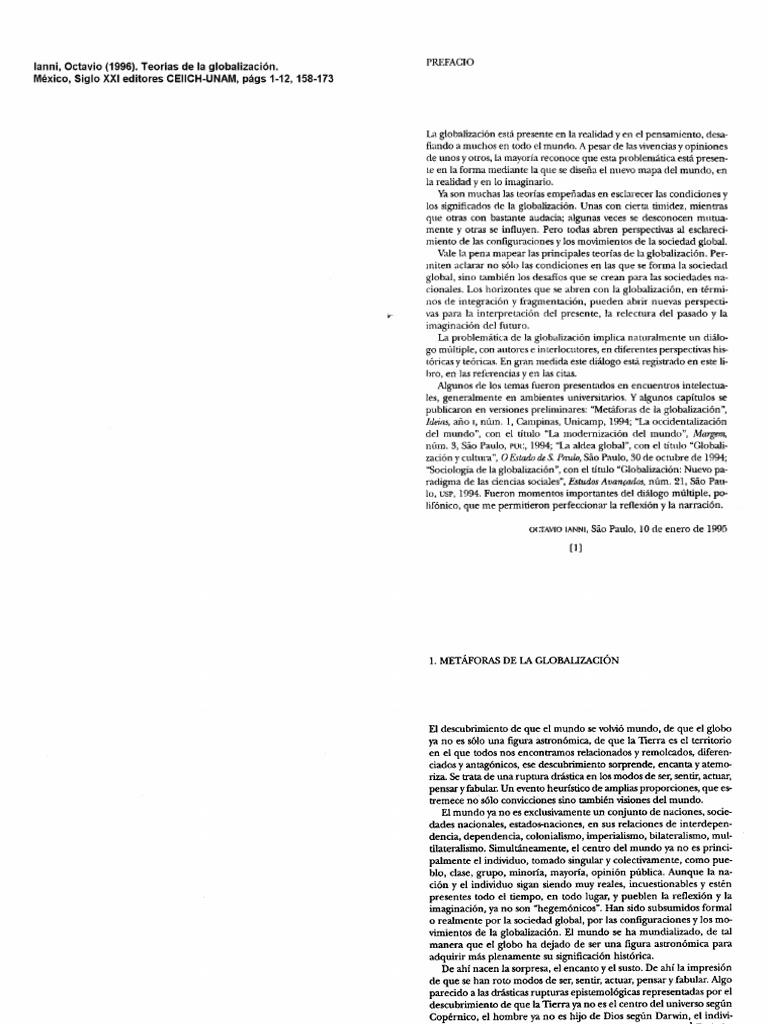 Teoria de La Globalizacion Octavio Ianni | PDF