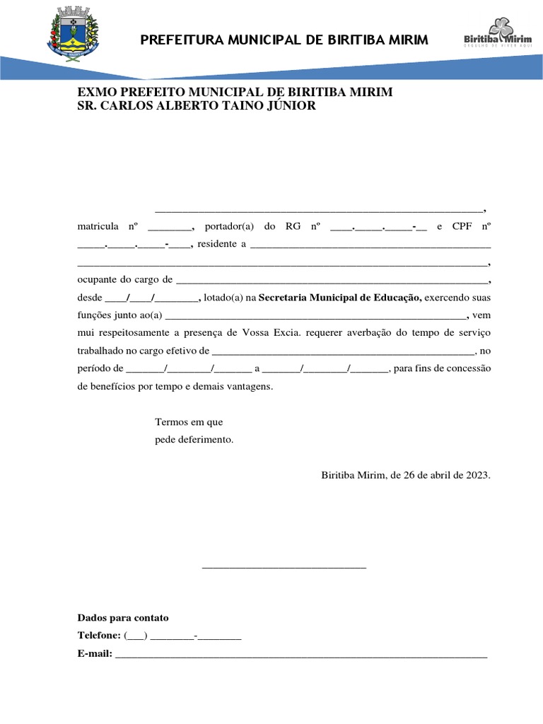 Modelo de Requerimento - Averbação (1) | PDF
