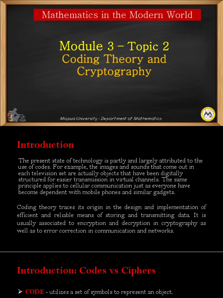 GED 102 Module 3 Topic 2 Coding Theory and Cryptography | PDF | Encryption | Cryptography