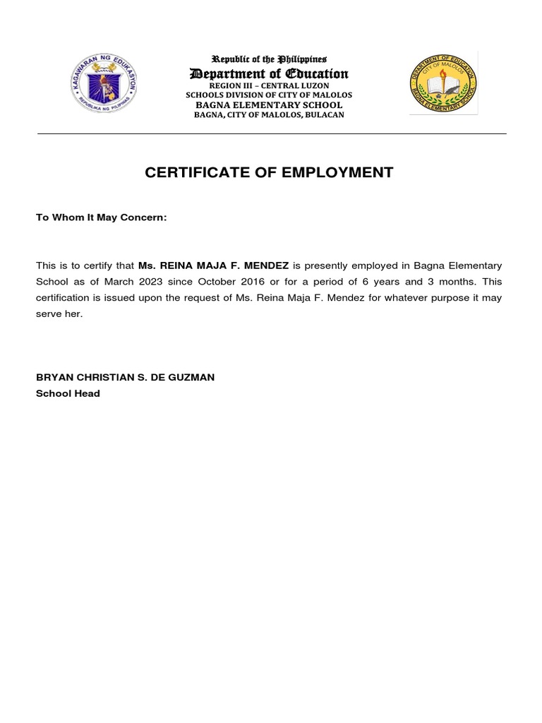 Certificate of Employment | PDF