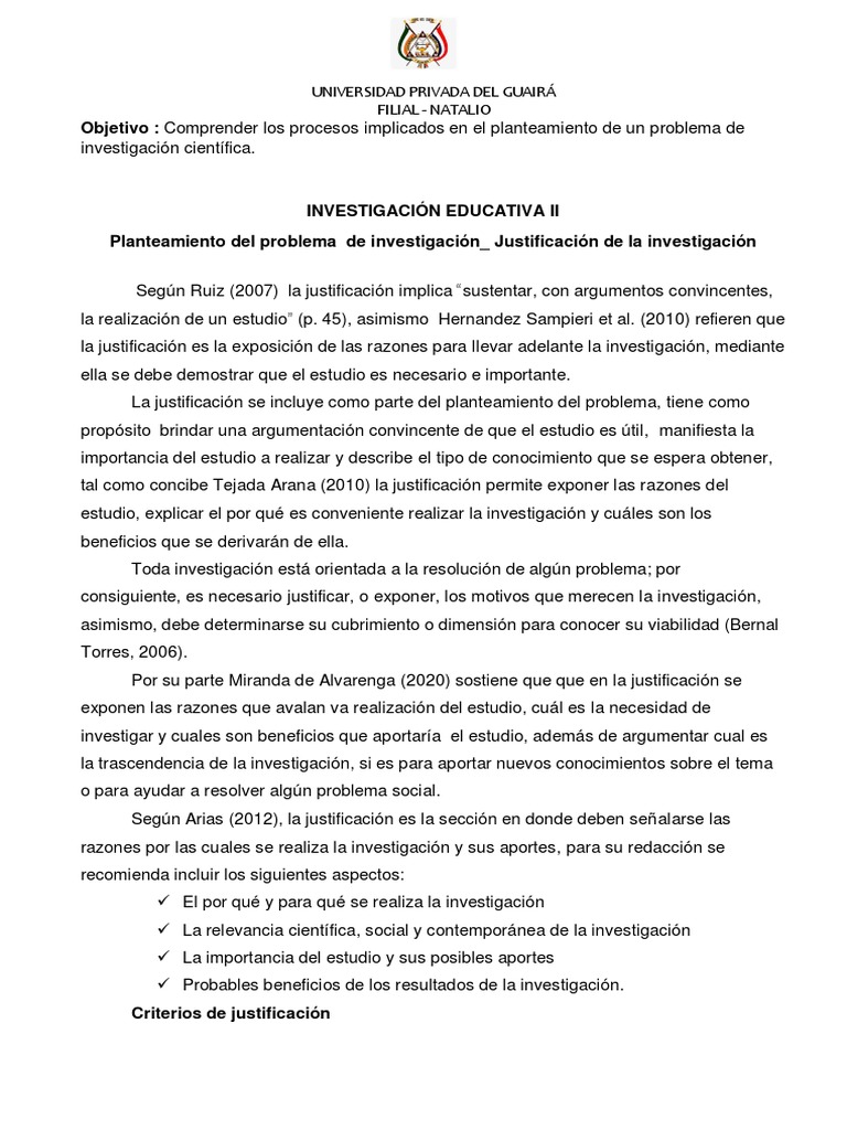 Justificación en Investigación Científica | PDF