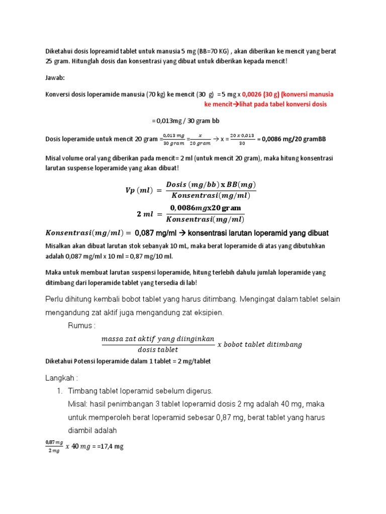 Perhitungan Dosis Lopermaid | PDF | Memasak, Makanan, & Anggur ...
