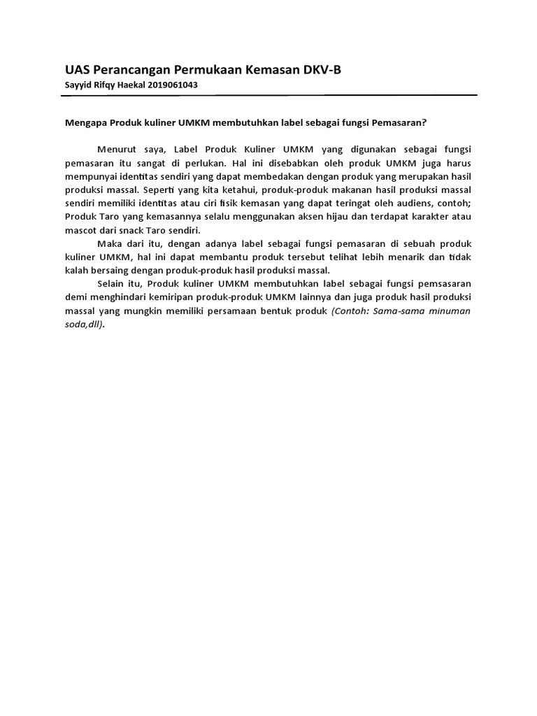 UAS Perancangan Permukaan Kemasan DKV | PDF