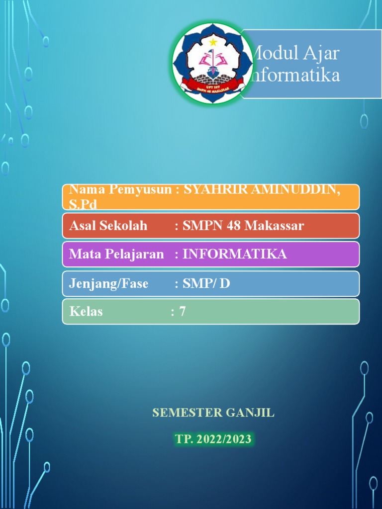SAMPUL MODUL AJAR INFORMATIKA Edit 2 | PDF SAMPUL MODUL AJAR INFORMATIKA Edit 2 | PDF