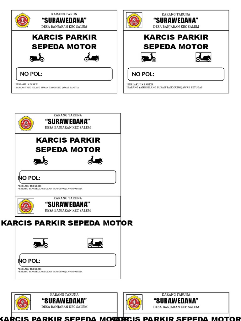 Karcis Parkir Bola Volly | PDF