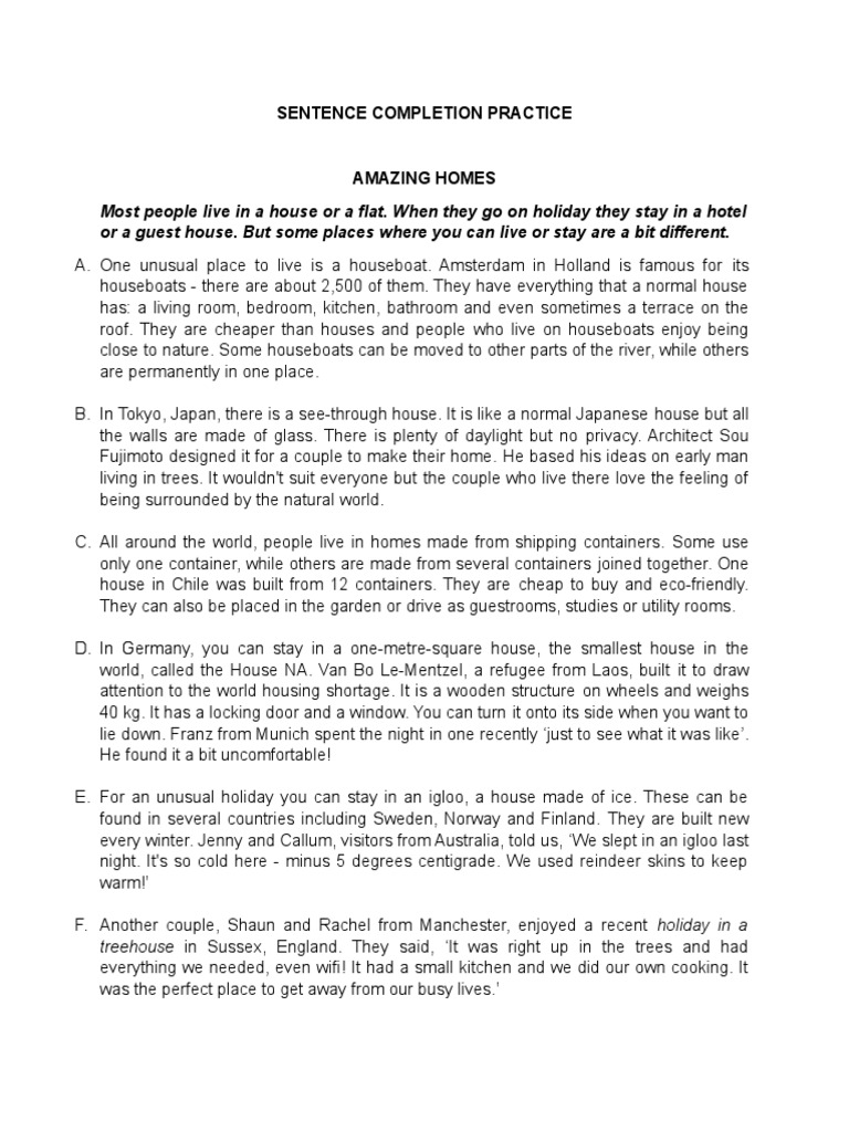 Sentence Completion | PDF