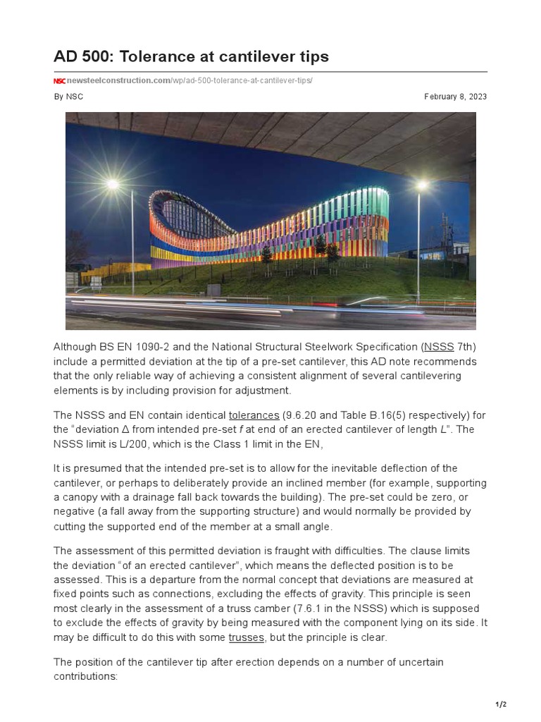 AD 500 Tolerance at Cantilever Tips | PDF