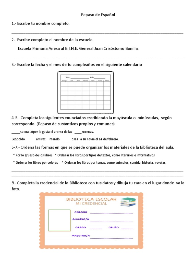 Repaso de Español | PDF
