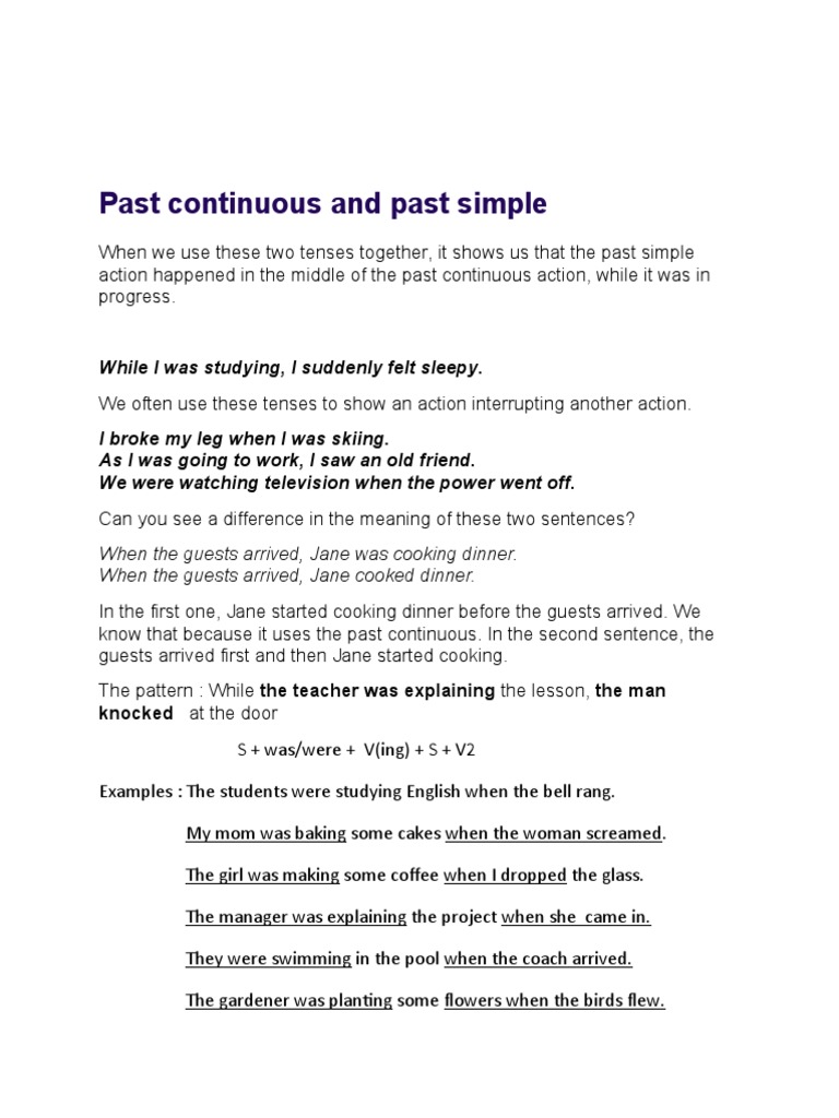 Past Continuous and Past Simple | PDF