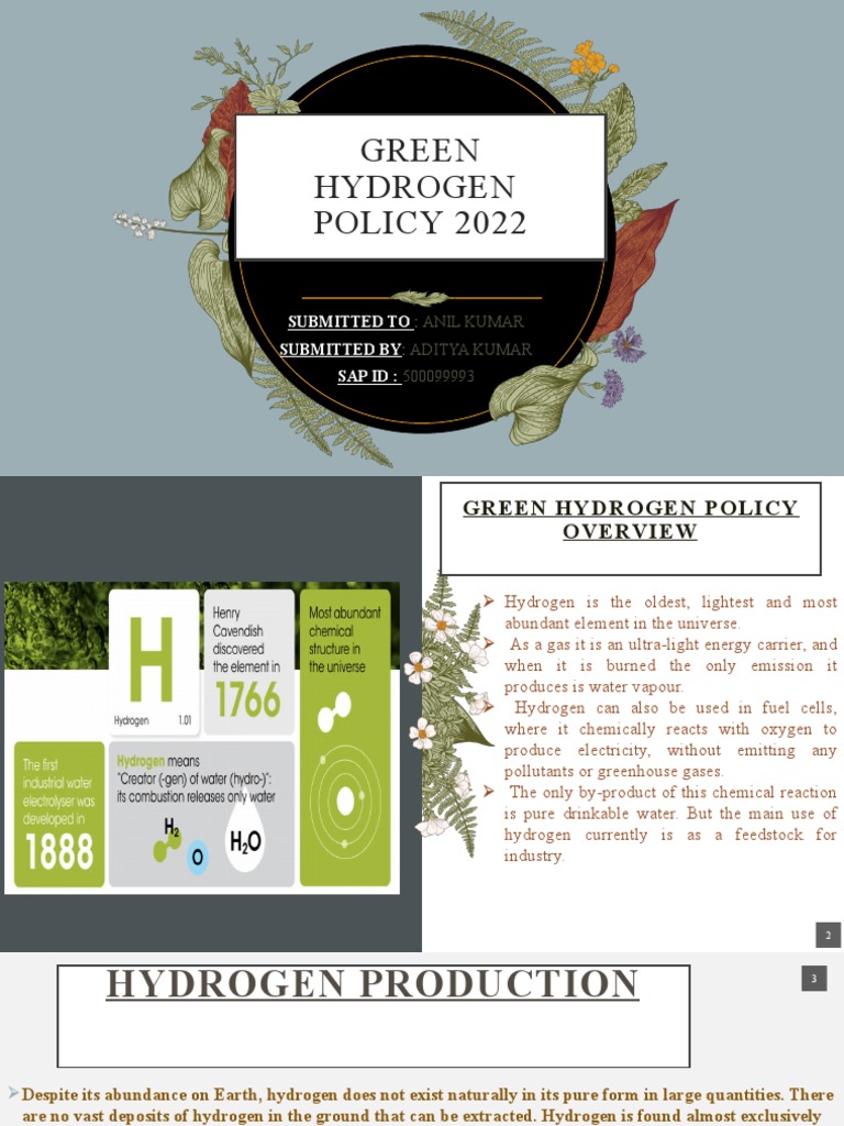 Green Hydrogen Policy 2022 Overview | PDF | Hydrogen | Renewable Energy