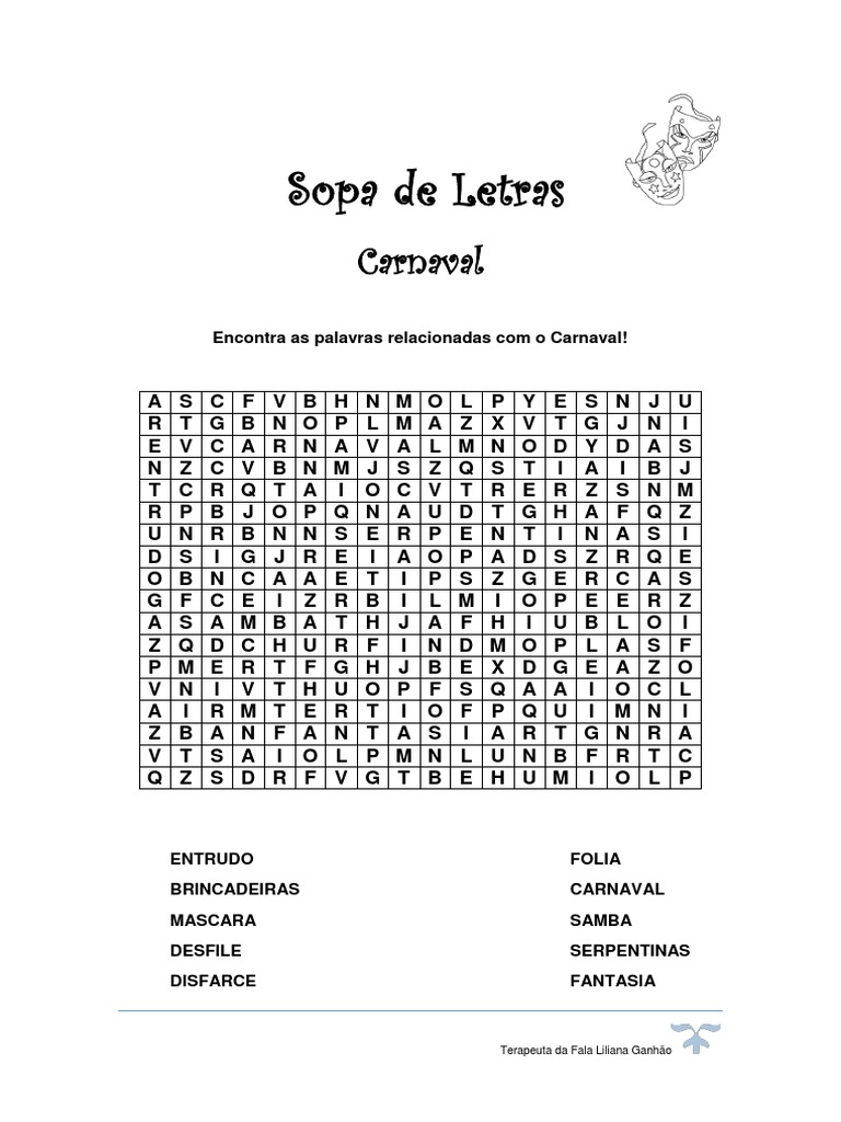 Sopa de Letras - Carnaval | PDF