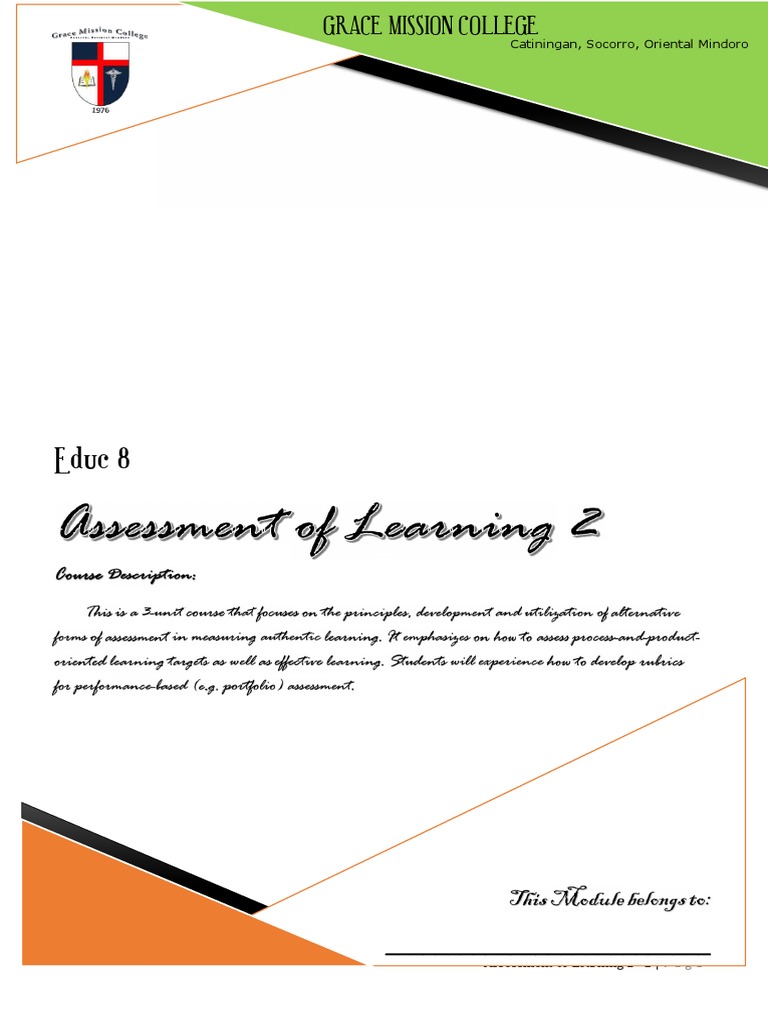 Assessment of Learning 2 Module 2 | Download Free PDF | Individualized ...