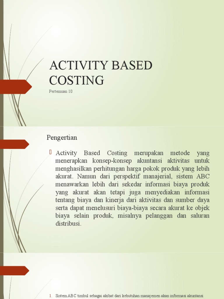 Pertemuan 10 Activity Based Costing | PDF