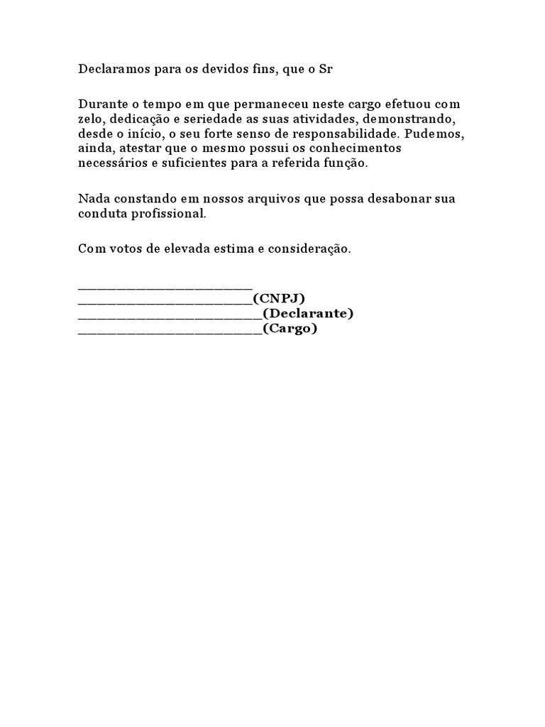 Declaramos para Os Devidos Fins | PDF