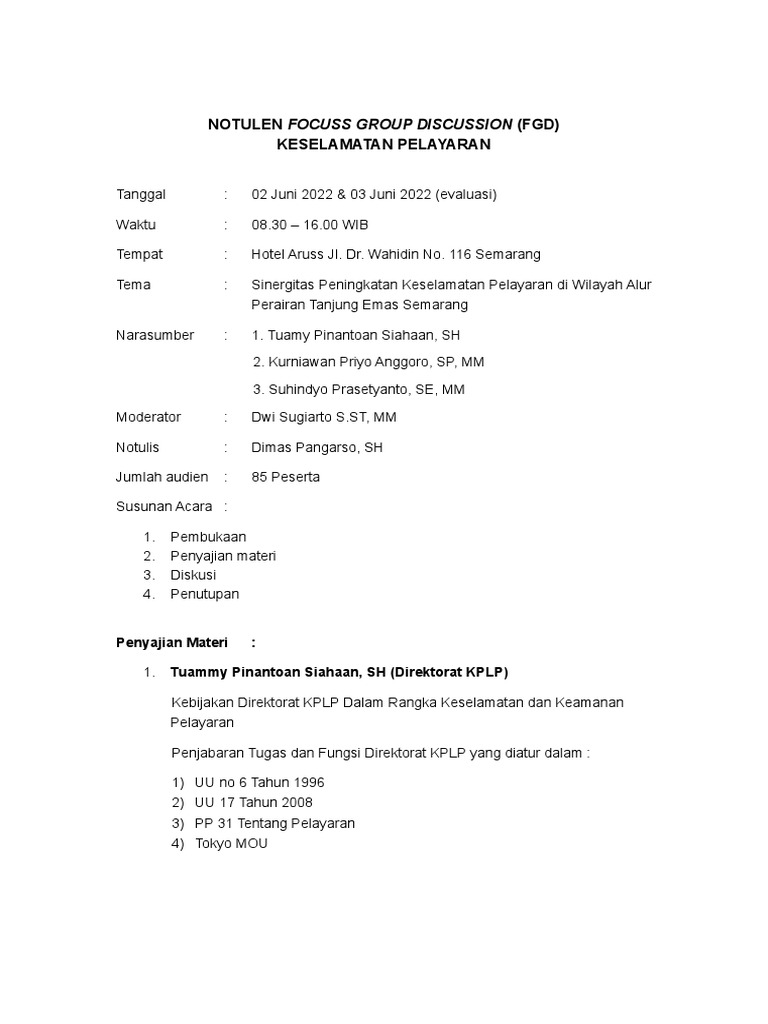 Notulen FGD | PDF