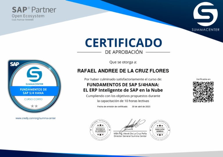 Certificado Fundamentos De Sap S4 Hana Summa Center Pdf Pdf
