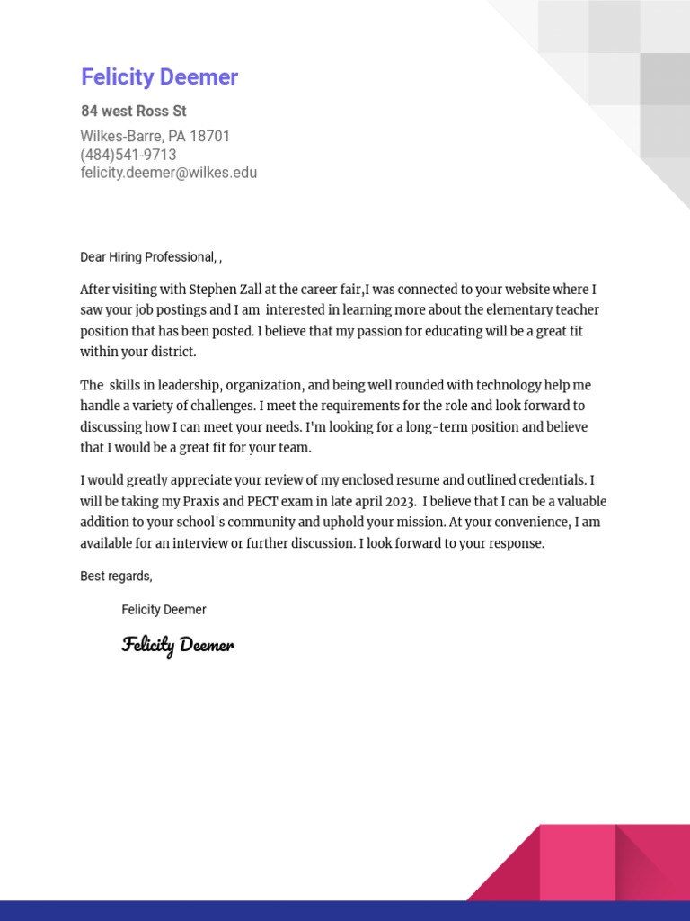 cover letter final | PDF