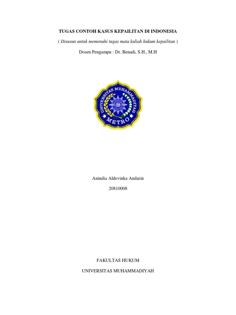 Tugas Contoh Kasus Kepailitan Di Indonesia - Anindia Sem6 PDF | PDF