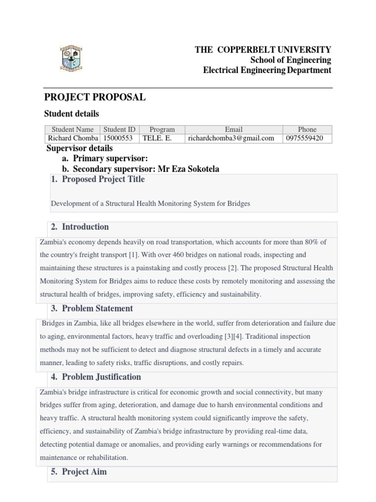 4TH Year Project Proposal Draft RC | PDF | Bridge | Wireless Sensor Network