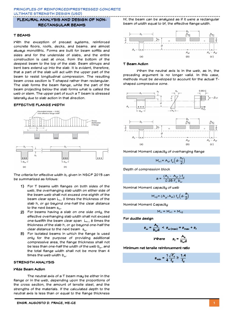RCD Lecture Note 4- USD of Non-Rectangular Beams.pdf | PDF | Beam (Structure) | Physical Sciences