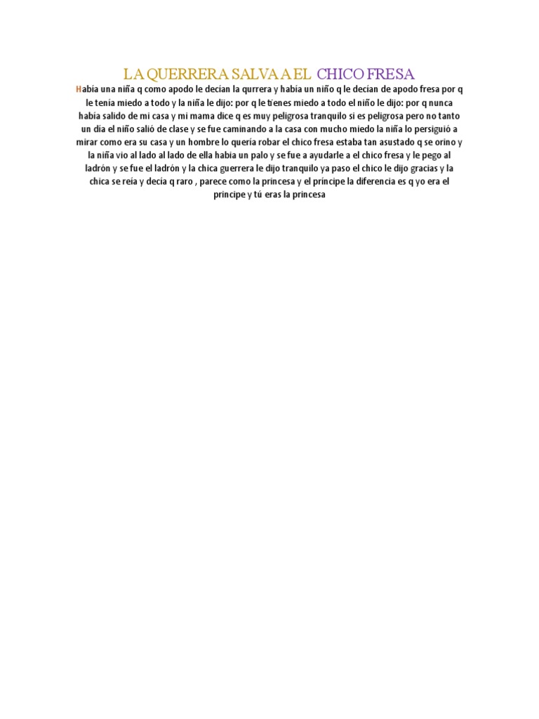 La Querrera Salva A El Chico Fresa | PDF