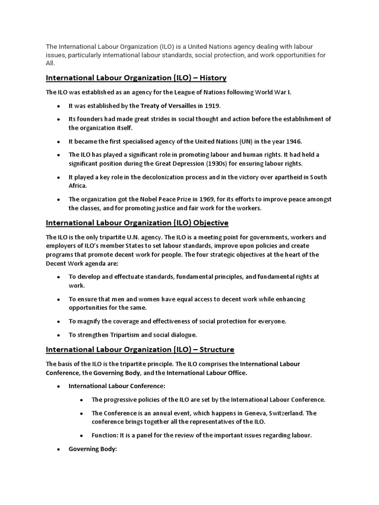 Functions And Structure Of The Ilo Pdf International Labour